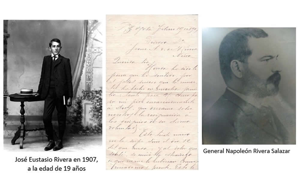 Carta de José Eustasio en la muerte de su tío Napoleón Rivera Salazar ...